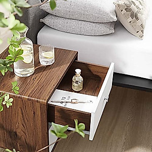 Modway Transmit Mid-Century Modern Wood Walnut White, 2-Drawer Nightstand