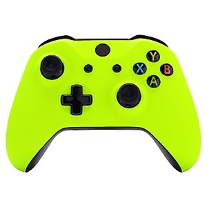 eXtremeRate Soft Touch Lime Yellow Front Housing Shell Faceplate, Comfortable Soft Grip Replacement Kit Cover for Xbox One S X Wireless Controller Model 1708 - Controller NOT Included