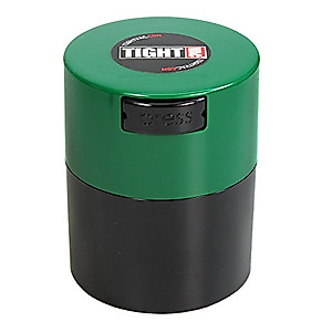 Tightvac - 1/2 oz to 3 ounce Airtight Multi-Use Vacuum Seal Portable Storage Container for Dry Goods, Food, and Herbs - Green Cap & Black Body