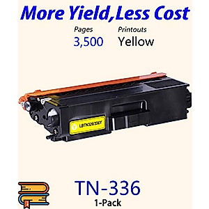 (1-Pack, Yellow) ColorPrint Compatible TN336 Yellow Toner Cartridge Replacement for Brother TN336 TN-336 TN-336Y TN336Y Work with MFC-L8850CDW HL-L8350CDW HL-L8350CDWT MFC-L8600CDW HL-L8250CDN Printer