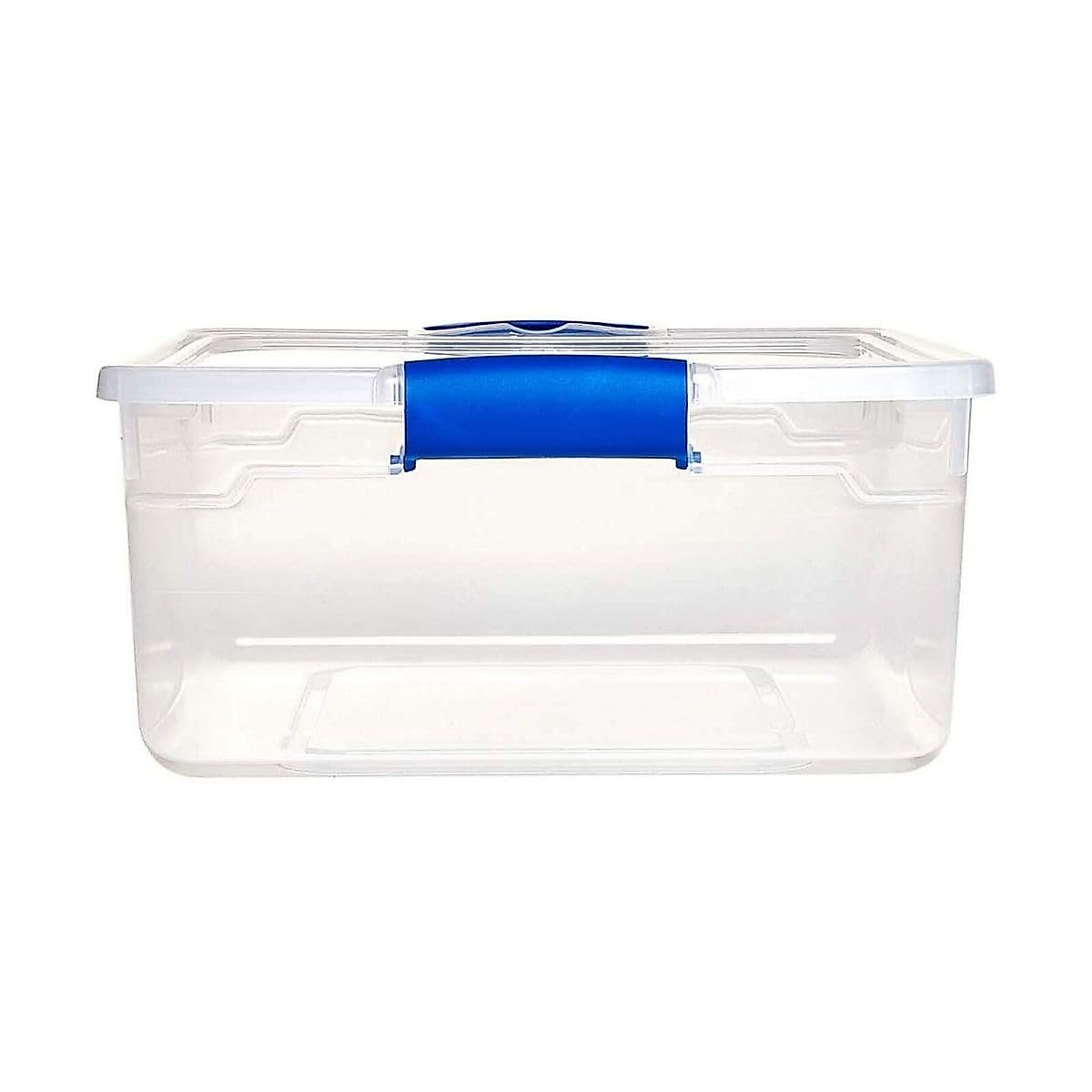 MEZHI 15.5 Quart Plastic Multipurpose Stackable Storage Container Tote Bins with Secure Latching Lids for Home or Office Organization, Clear, 4 Pack