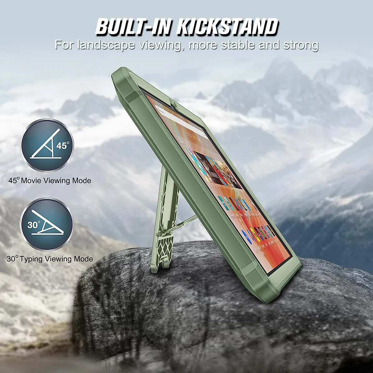 Fintie Shockproof Case for All-New Fire HD 10 Tablet (13th Generation 10.1", 2023 Release), [Tuatara] Rugged Unibody Hybrid Bumper Kickstand Cover with Built-in Screen Protector, Sage Green