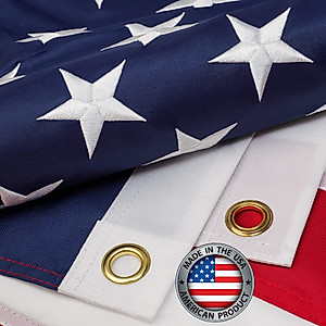 American Flag, Thickened Nylon US Flag, Durable American Flags for Outside 3x5, American Flag with Embroidered Stars & Brass Grommets, Bright Color USA Flag, Anti-Tear American Flags for Outdoor
