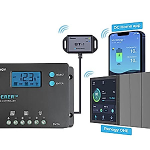 Renogy 10 Amp 12V/24V PWM Negative Ground Solar Charge Controller Compact Design w/LCD Display for AGM, Gel, Flooded and Lithium Battery, Wanderer 10A