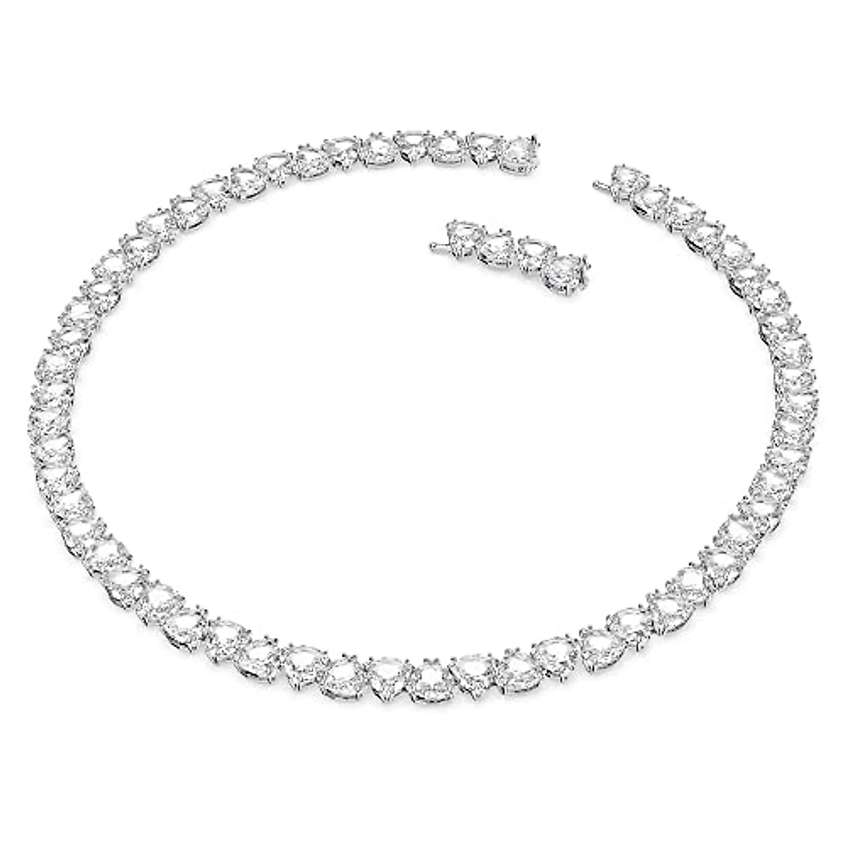 Swarovski Millenia necklace, Trilliant cut, White, Rhodium plated