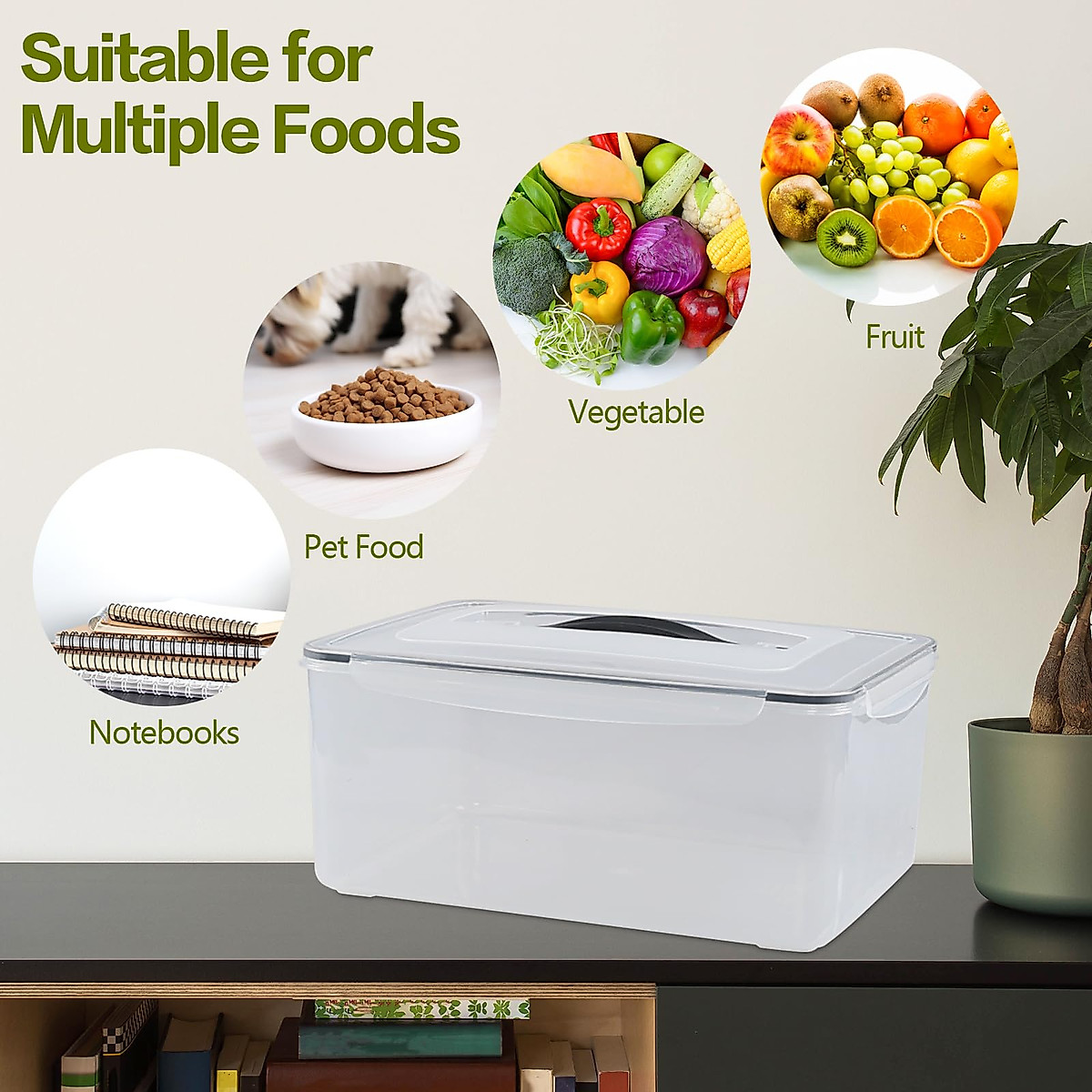 Doryh 14.5 L Clear Storage Bin with Sealed Lid, 4 Packs Plastic Airtight Food Storage Box