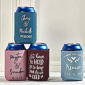 Customized Wedding Can Coolers Personalized Wedding Favors Monogram Can Holders (Custom – Assorted, 100 can Cooler)