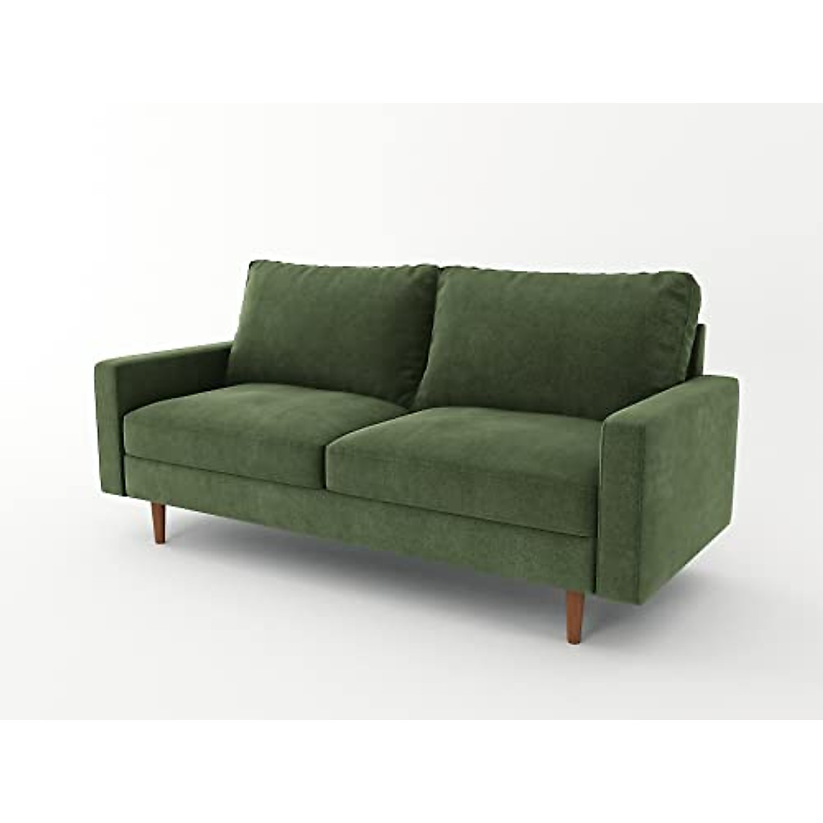 SILKIR 3-Person Couch for Living Room | Perfect for: Apartment/Studio/Office & Small Space | Velvet Fabric | Fast and Easy Assembly | (Olive Green) Modern Contemporary Mid-Century, 70 Inch Sofa