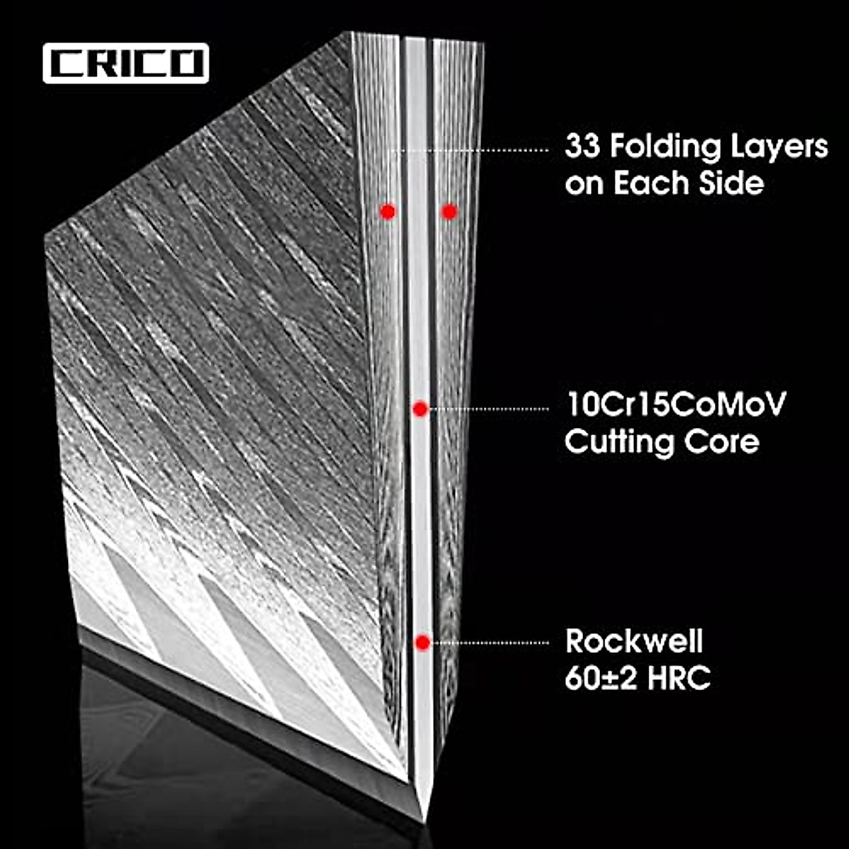 CRICO Paring Knife 3.5 inch Fruit Knife, Small Kitchen Knives, VG10 Damascus Super Steel 67-Layers, Full Tang Wood&Resin Handle, Gift Box - Flow Series