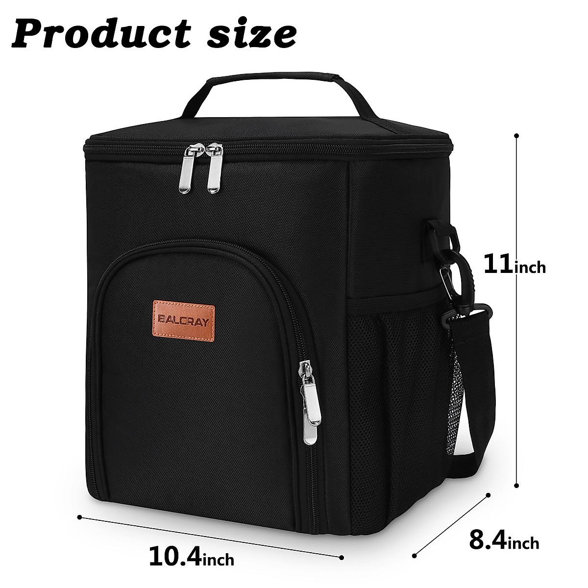 BALORAY Lunch Box for Men Women, Double Deck Insulated Lunch Bag for Adults with Adjustable Shoulder Strap, Reusable Lunch Cooler Bag Tote Bag for Work Office Outdoor Picnic Travel