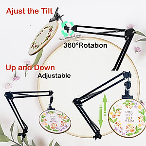 YUBAIHUI Embroidery Hoop Stand, 360° Adjustable Metal Embroidery Hoop Holder, Rotated Cross Stitch Stand, Cross Stitch Supplies Accessories
