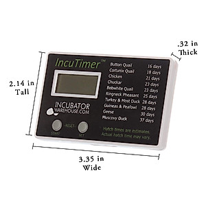 IncuTimer, Egg Incubator Hatch Timer, Countdown, 90 Day Maximum, Simple Setup