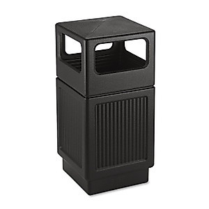 Safco Products Canmeleon Outdoor/Indoor Recessed Panel Trash Can 9476BL, Black, Decorative Fluted Panels, 38-Gallon Capacity