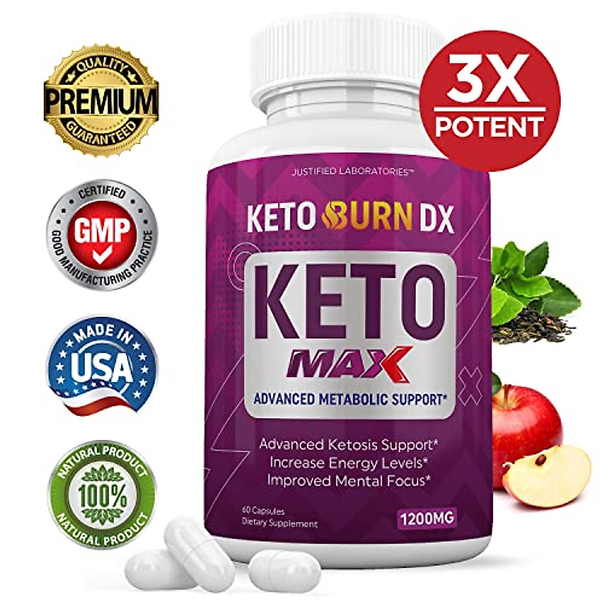 (10 Pack) Keto Burn DX Max Pills 1200MG Includes Includes Apple Cider Vinegar goBHB Exogenous Ketones Advanced Ketosis Support for Men Women 600 Capsules