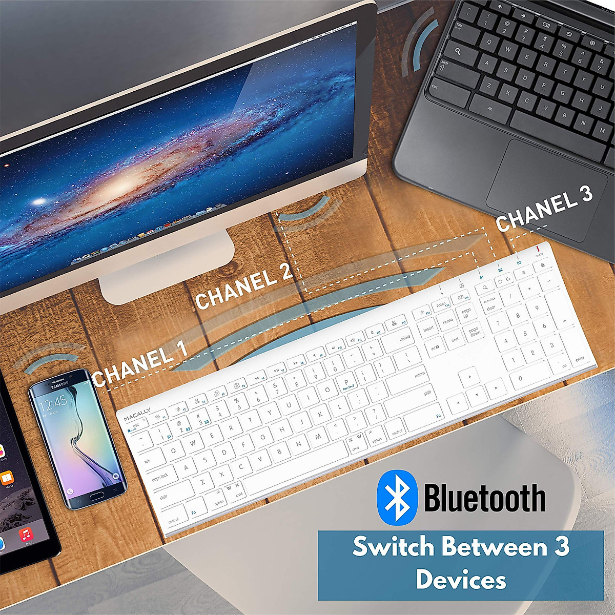 Macally Bluetooth Wireless Keyboard and Mouse Combo for Mac, Fully Apple Compatible