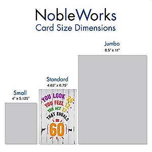 NobleWorks - 60th Milestone Birthday Card with Envelope - Fun Notecard for 60 Year Old, Stationery Congrats - Age Equation 60 C7194MBG