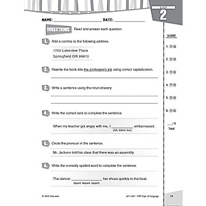 Shell Education 180 Days of Language for Third Grade (180 Days of Practice)