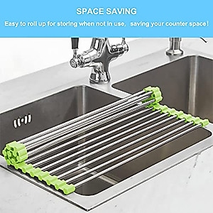 Seropy Roll Up Dish Drying Rack Over The Sink Drying Rack for Kitchen Counter, Rolling Dish Rack Over Sink Mat and Collapsible Dish Drying Rack Portable Dish Drainers for Kitchen Counter