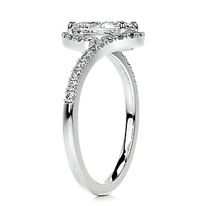 Solid Gold Handmade Moissanite Wedding Ring 3 CT Oval Cut Diamond Halo Bridal Engagement Ring for Anniversary Propose Gift (925 Sterling Silver)