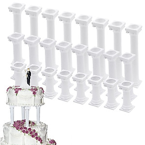Hooshion 24 Pcs 3 Size Roman Column Cake Tiered Stands, Fondant Cakes Tier Separator Support Stand, Cake Pillars for Wedding Cakes, Multilayer Wedding Cake Decoration Support Tool Sets