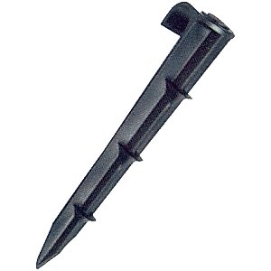 Raindrip 39800UB Universal Tubing Hold-Down Cleated Stake, 6-Inch, Plastic, for Drip Irrigation Supply Tubing, Dripline, & Drip Systems, Black