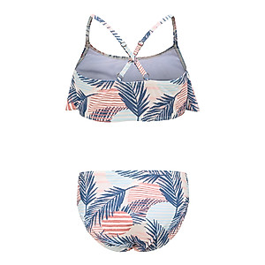 Moon Tree Big Girls Two Piece Swimsuits Brown Leaves Bikini Sets Adjustable Strap Bathing Suits Size 16/7-16