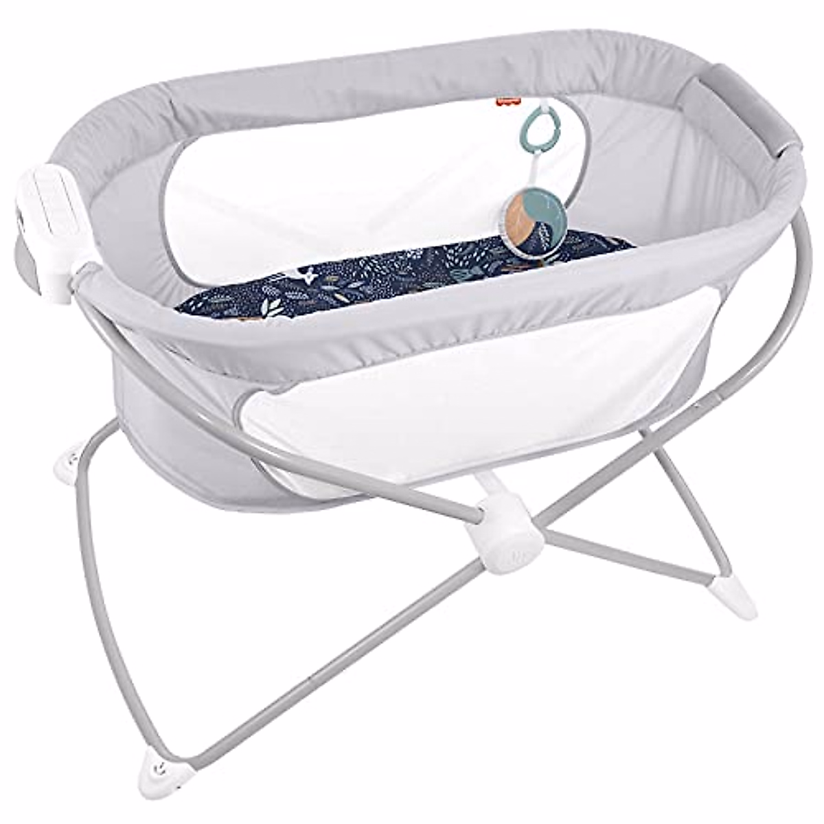 Fisher-Price Baby Crib Soothing View Vibe Bassinet Portable Cradle With Music Vibrations And Slim Fold For Travel, Moonlight Forest [Amazon Exclusive]