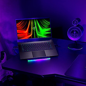 Razer Laptop Stand Chroma: 3-Port USB 3.0 Hub - Ergonomic Design - Anodized Aluminum Construction - Customizable Chroma RGB Lighting - Matte Black