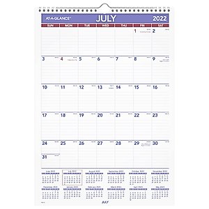 AT-A-GLANCE 2022-2023 Wall Calendar, Monthly Academic, 12" x 17", Medium, Wirebound (PMA228)