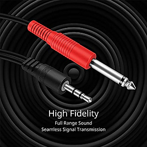 TNP 3.5mm Audio Cable to 6.35mm Dual TS Cable 10-Feet to to TRS Splitter Male Y-Connector 1/4 to 1/8 Audio Cable Stereo to Mono Adapter Cable Breakout Audio Connector