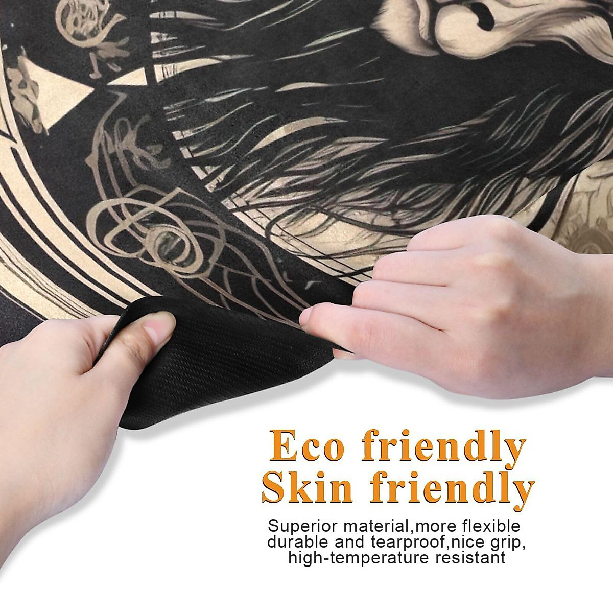 GOODOLD Goat Symbol Yoga Mat, 71 x 26 Inch Non-slip Yoga Mats Folding Travel Exercise Mat Indoor Outdoor Gym Pilates with Storage Bag for Women Men