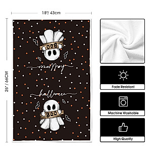 Artoid Mode Black Cat Pumpkin Ghost Halloween Kitchen Towels Dish Towels, 18x26 Inch Bats Jack-O'-Lantern Decoration Hand Towels Set of 2