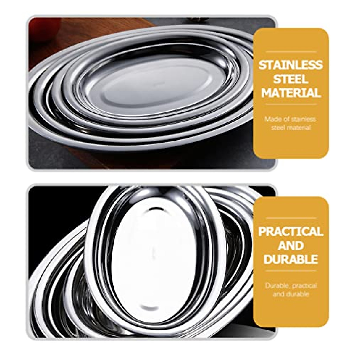 Hemoton Sizzle Platter Serving Platter Oval Fish Dish Stainless Steel Fish Plate Metal Food Serving Tray for Steaming Fish Dessert Meat Sushi Platter Silver Sizzle Platter Serving Platter 30.5CM