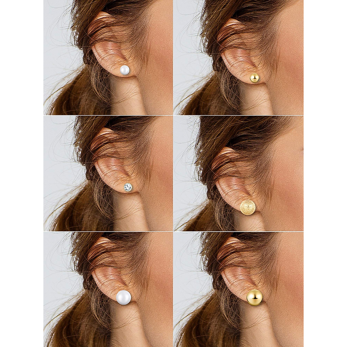 BBTO 24 Pairs Stud Earrings Crystal Pearl Earring Set Ear Stud Jewelry for Women Men(Gold)