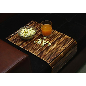 NeoTrove Sofa Arm Tray for Flat Armrest Hand Carved in Natural Textured Wood (Not Suitable for Rounded Sofa Arms)