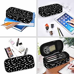 Xuwenz Bat Pencil Case Black Bats Halloween Flying Animal Pencil Bag Pen Markers Pouch Holder Organizer for Office Clerks