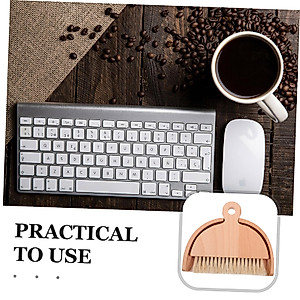 TOKIDNY 1 Set Dustpan Brush Crevice Cleaning Tools Brush Dustpan Window Gaps Broom Mini Hand Broom and Dustpan Mustache Hand Broom Cat Litter Cleaning Broom Keyboard Broom Car White Wooden