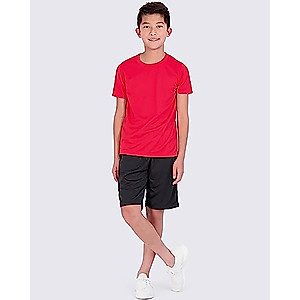 Real Essentials 5 Pack: Boys Mesh Short Sleeve Shirts Crew Neck Tshirt Tops Tees Youth Teen Active Wear Athletic Quick Dry Basketball Gym Sport Undershirt Soccer Top -Set 11,XL 16-18