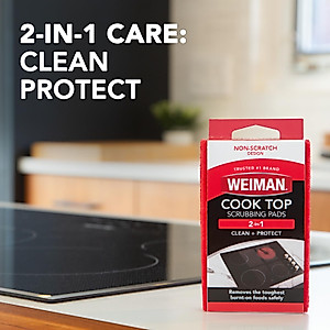 Weiman Cook Top Scrubbing Pads, 3 Count, 2 Pack Cuts Through the Toughest Stains - Scrubbing Pads Carefully Wipe Away Residue