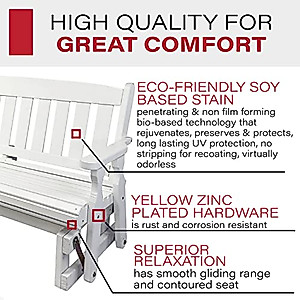 CAF Amish Heavy Duty 800 Lb Mission Pressure Treated Porch Glider (5 Foot, Semi-Solid White Stain)