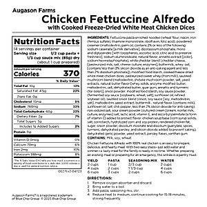 Augason Farms Freeze Dried Chicken Fettuccine Alfredo Kit 42.02 Oz No. 10 Can