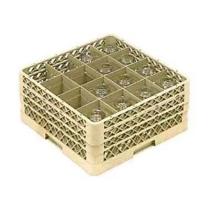 Vollrath Traex (TR8DDD) Full Size Glass and Stemware Rack (16-Compartment, Beige)