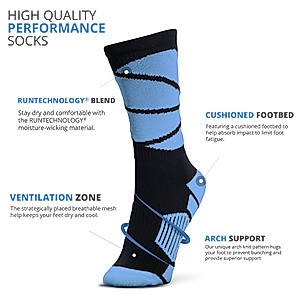 ChalkTalkSPORTS Basketball Sock | Athletic Mid Calf Woven Socks | Basketball Wrap | Black & Carolina Blue