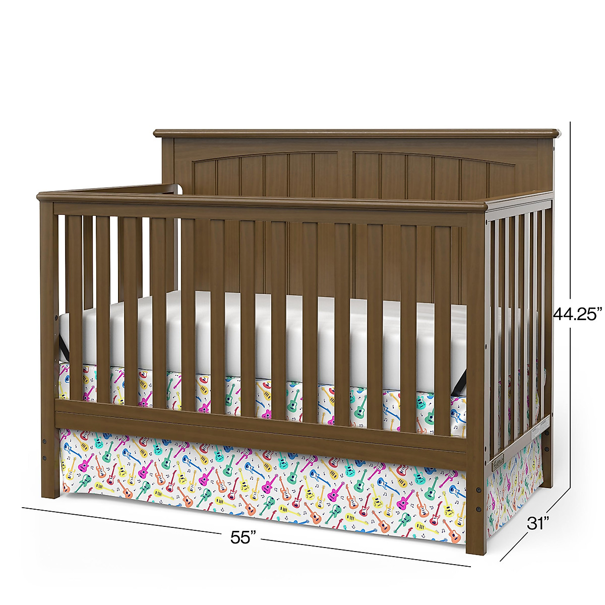 Child Craft Sheldon 4-in-1 Convertible Crib, Baby Crib Converts to Day Bed, Toddler Bed and Full Size Bed, 3 Adjustable Mattress Positions, Non-Toxic, Baby Safe Finish (Cocoa Bean Brown)