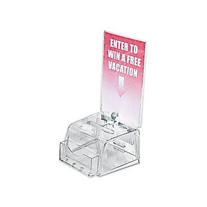 Azar 206008 Small Molded Suggestion Box with Pocket Lock and Key, Clear