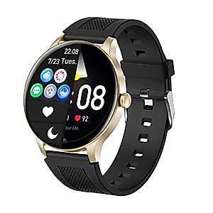 LiveGo Smart Watch for Men Women, 2023 1.3" IP68 Waterproof Smartwatch for Android Phones Compatible iOS iPhone, Activity Fitness Tracker with Heart Rate Blood Pressure Oxygen Sleep Monitor, Gold