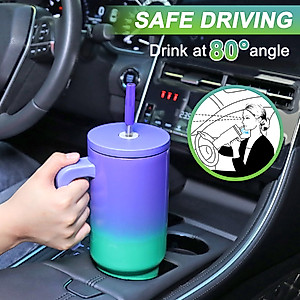 40 oz Tumbler with Handle | Insulated Tumbler with Leak-proof Lid and Straw | Stainless Steel Coffee Travel Mug | Reusable Water Bottle Cup | Keeps Cold for 34Hrs (Fairyland Green)