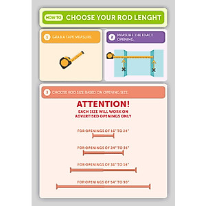 Ivilon Tension Curtain Rod - Spring Tension Rod for Windows or Shower, 24 to 36 Inch. Black