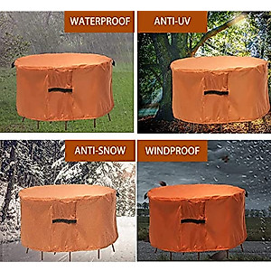 Round Patio Furniture Covers, 74" Dia Outdoor Furniture Covers, Waterproof Outdoor Table Cover, Fire Pit Cover Outdoor Round Table Dining Set Cover Anti-Fading Cover for Outdoor Furniture Set