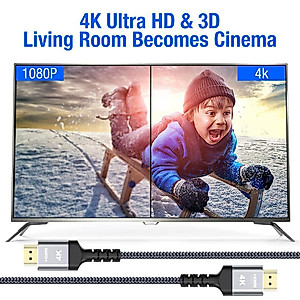 Highwings 4K 60HZ HDMI Cable 6.6FT, 18Gbps High Speed 2.0 Braided Cord-Supports (4K 60Hz HDR,Video 4K 2160p 1080p 3D HDCP 2.2 ARC-Compatible with Ethernet Monitor PS 4/3 HDTV 4K Fire Netflix